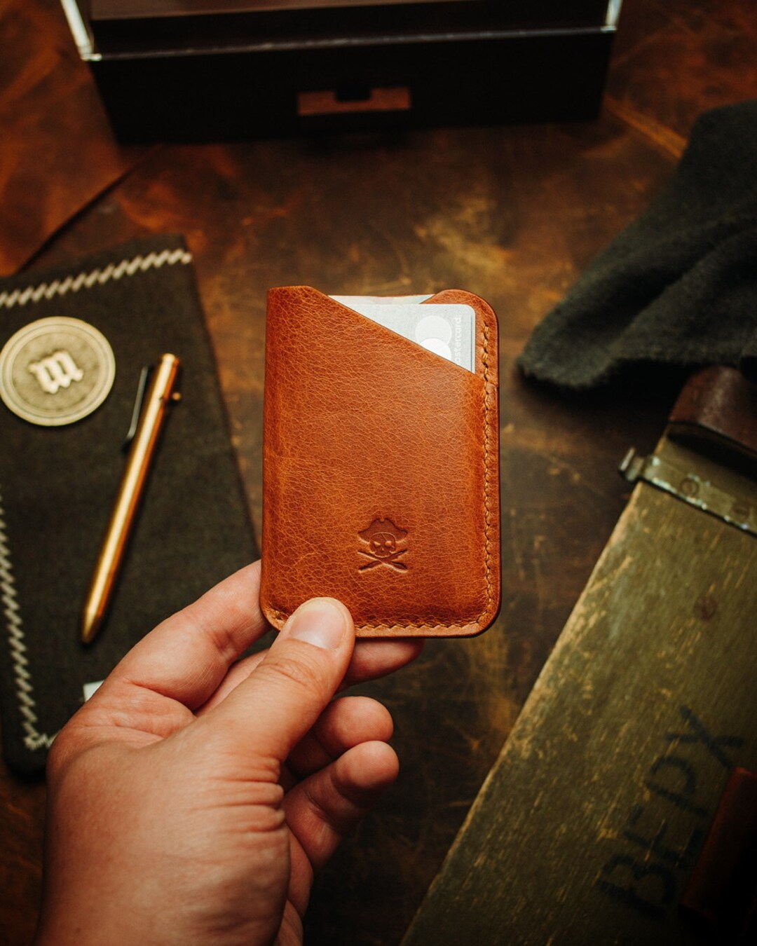 Venturer Minimalist Leather EDC Wallet, Leather Card Holder, Mens ...