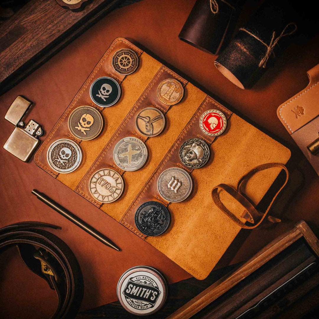 Leather Challenge Coin Storage - Peso Pouch 12, Holder for Collectors ...