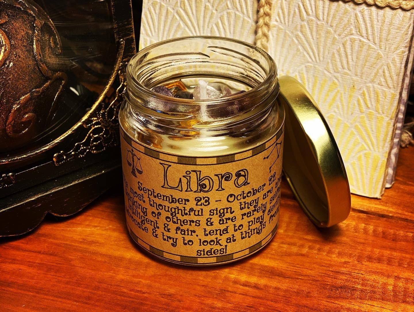 Container Candles Home Décor LIBRA zodiac soy crystal aromatherapy ...