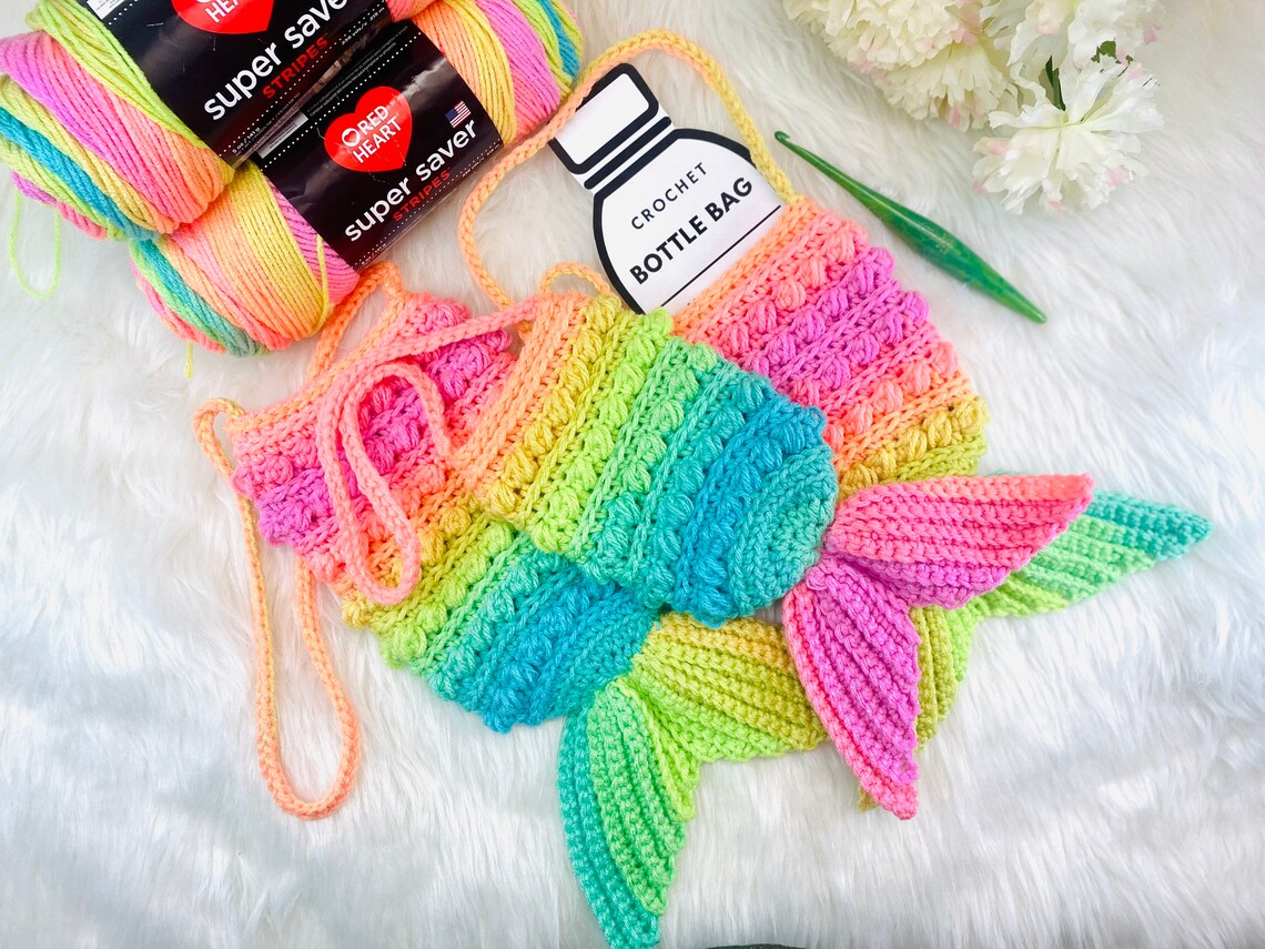 Crochet Mermaid Tail Bottle Bag - Etsy