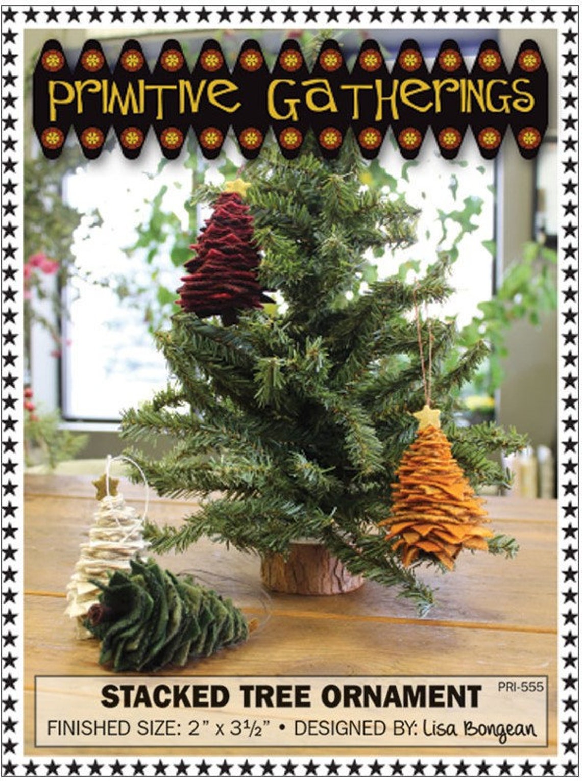 Primitive Gatherings Stacked Tree Wool Ornaments Pattern or - Etsy