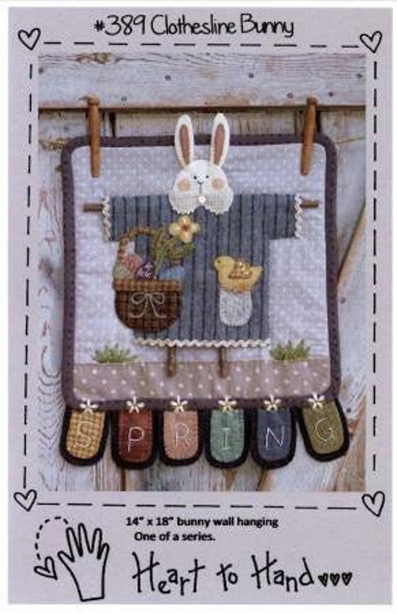 Wool Applique Clothesline Bunny Wool/wovens Applique april | Etsy