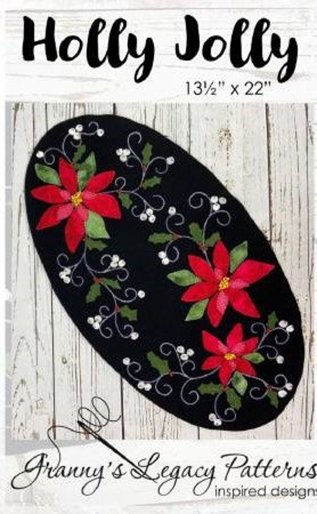 Holly Jolly Pattern by Granny's Legacy Wool Applique Embroidery - Etsy