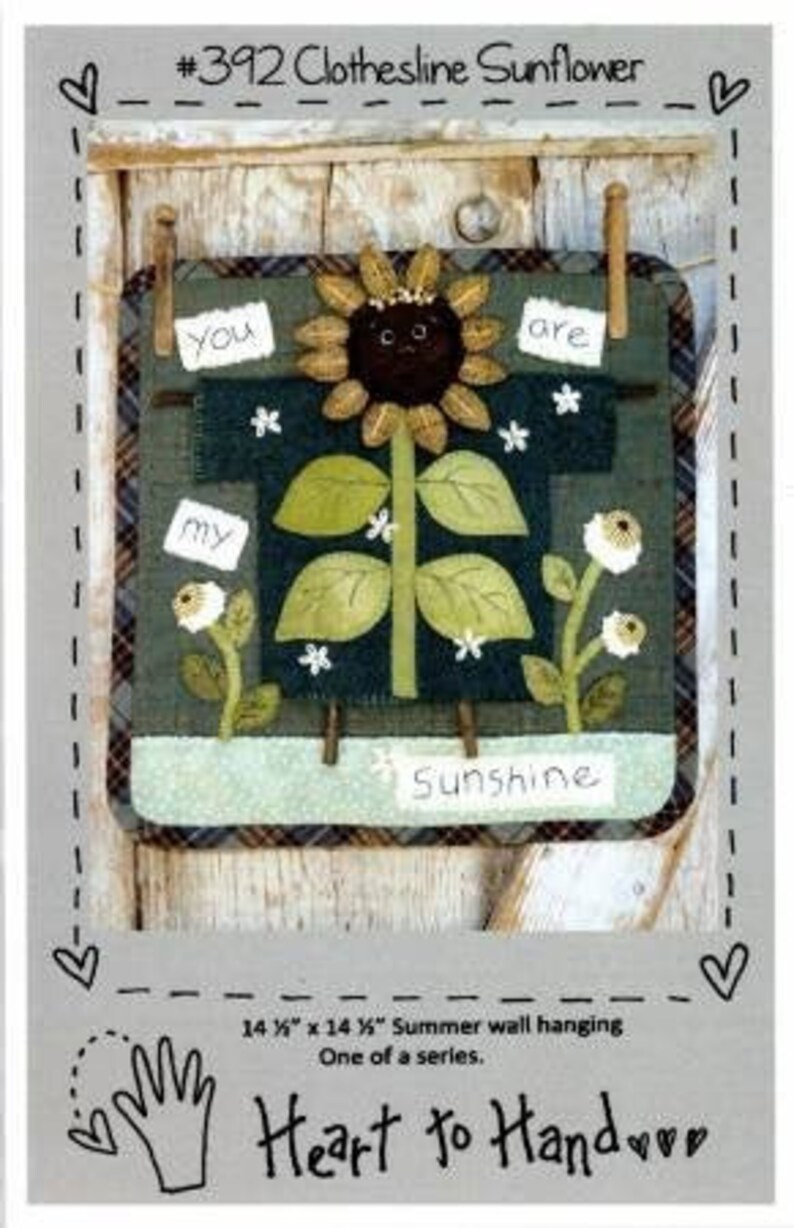 Wool Applique Clothesline Sunflower Wool/woven Applique | Etsy