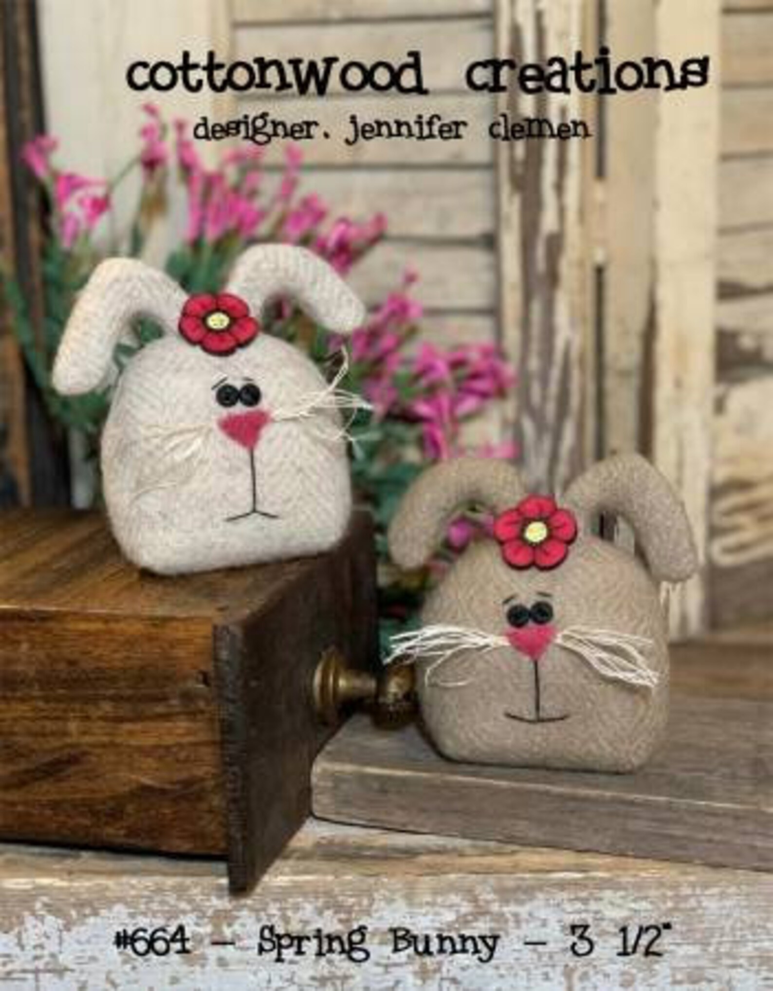 Wool Applique Spring Bunny Pattern From Cottonwood Creations | Etsy