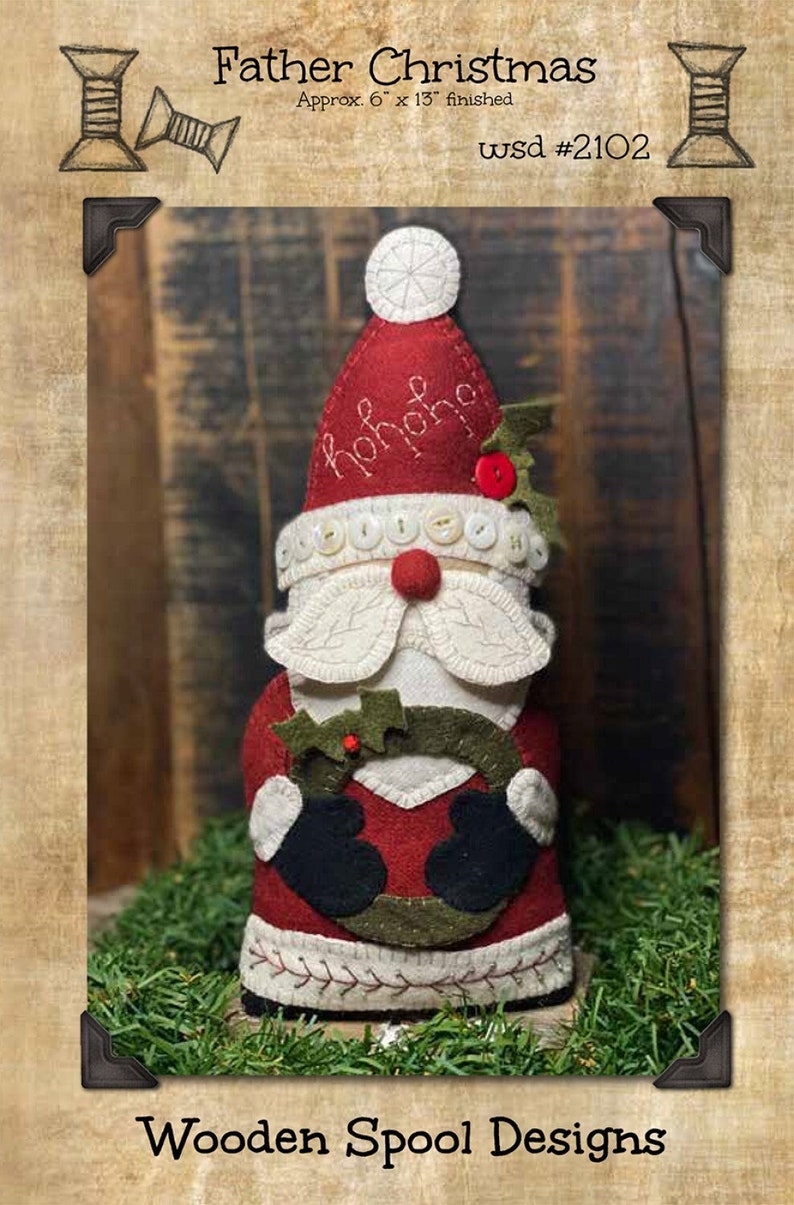 Wool Applique Pattern Father Christmas Shelf Sitter by Wooden - Etsy