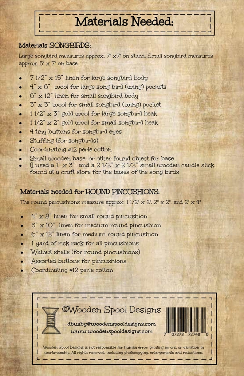 Wool Applique sewing Song Birds Pattern by Wooden - Etsy