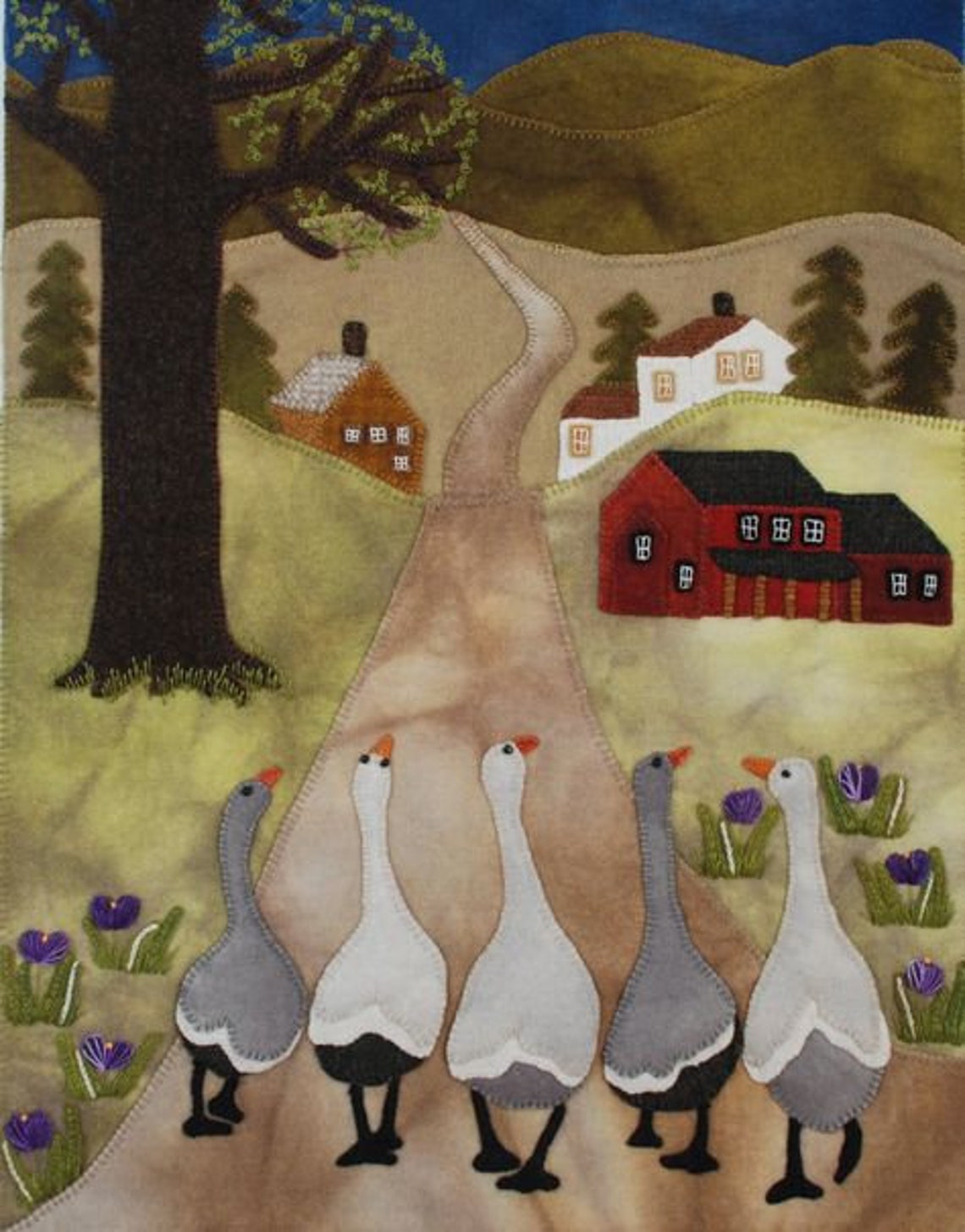 Wool Applique Wandering the Back Roads Pattern and Kit | Etsy