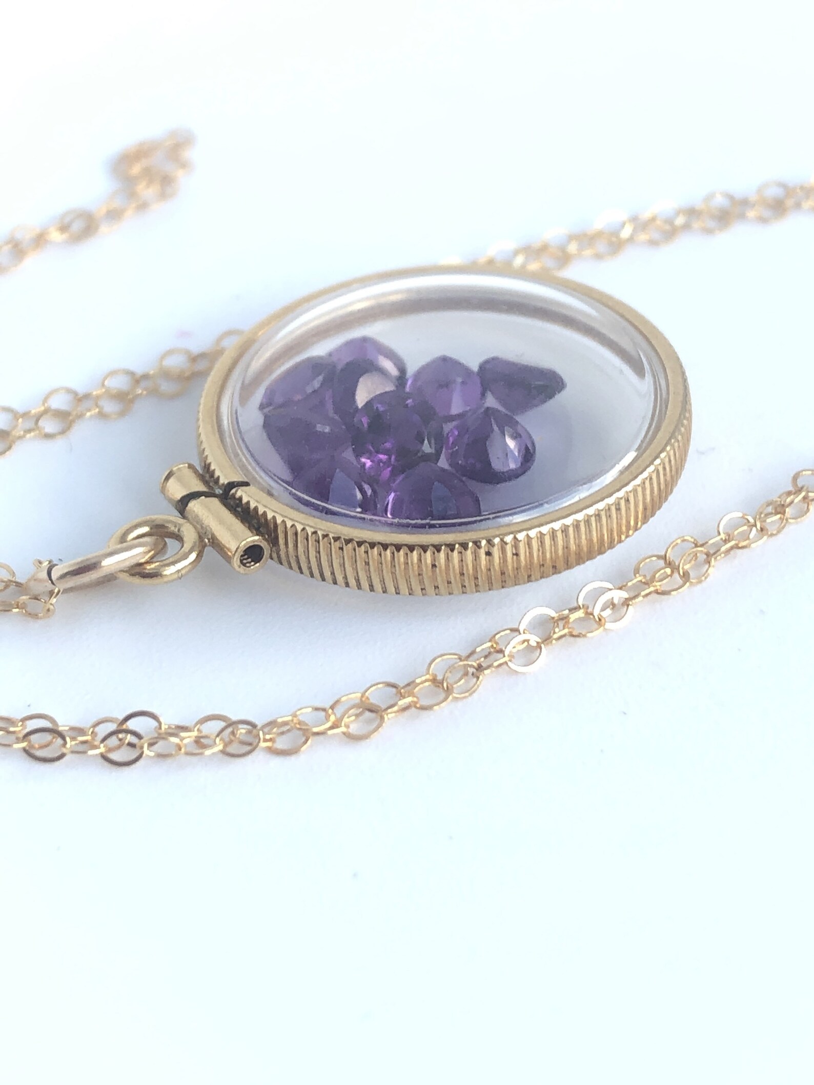 Handmade Amethyst shaker locket 20mm gold filled locket 2.9 | Etsy