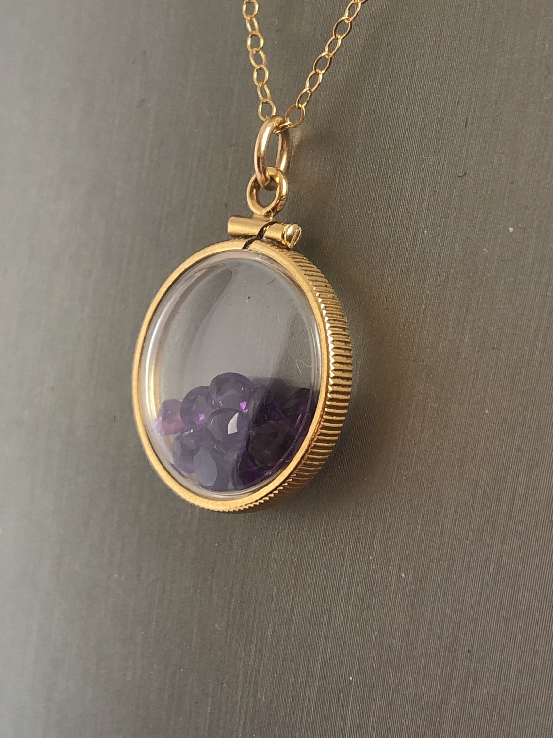 Handmade Amethyst Shaker Locket 20mm Gold Filled Locket 2.9 | Etsy