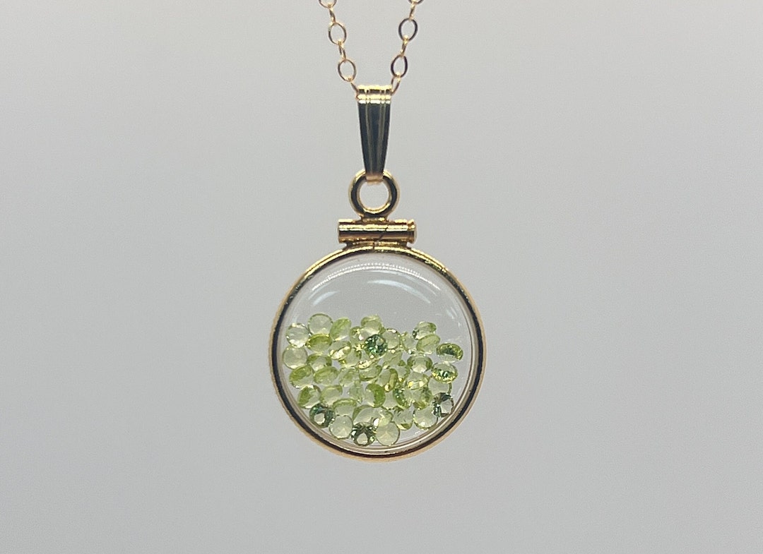 14k Solid Gold Handmade Dime Size Peridot Shaker Locket, 1.75 TCW ...
