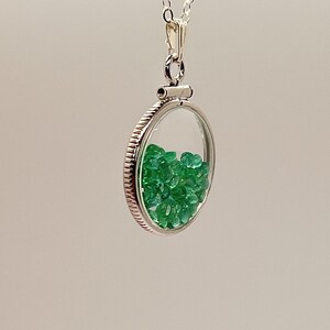 Handmade Dime Size Sterling Silver Emerald Shaker Locket Lucite View ...