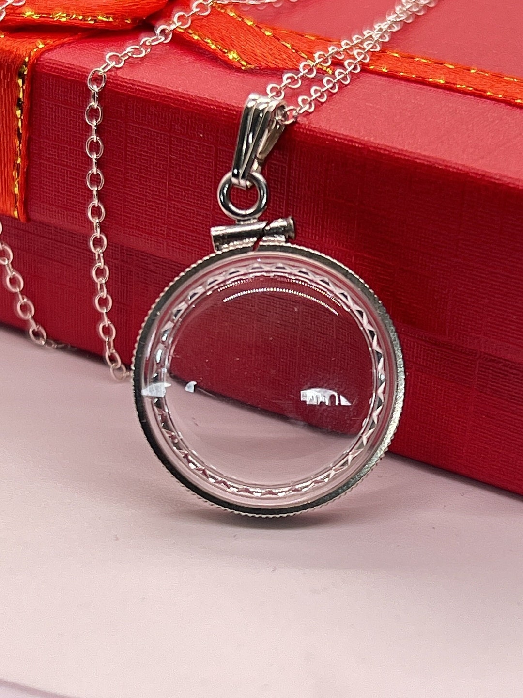 Nickel Sized Empty Customizable Diamond Edge Handmade Sterling Silver ...