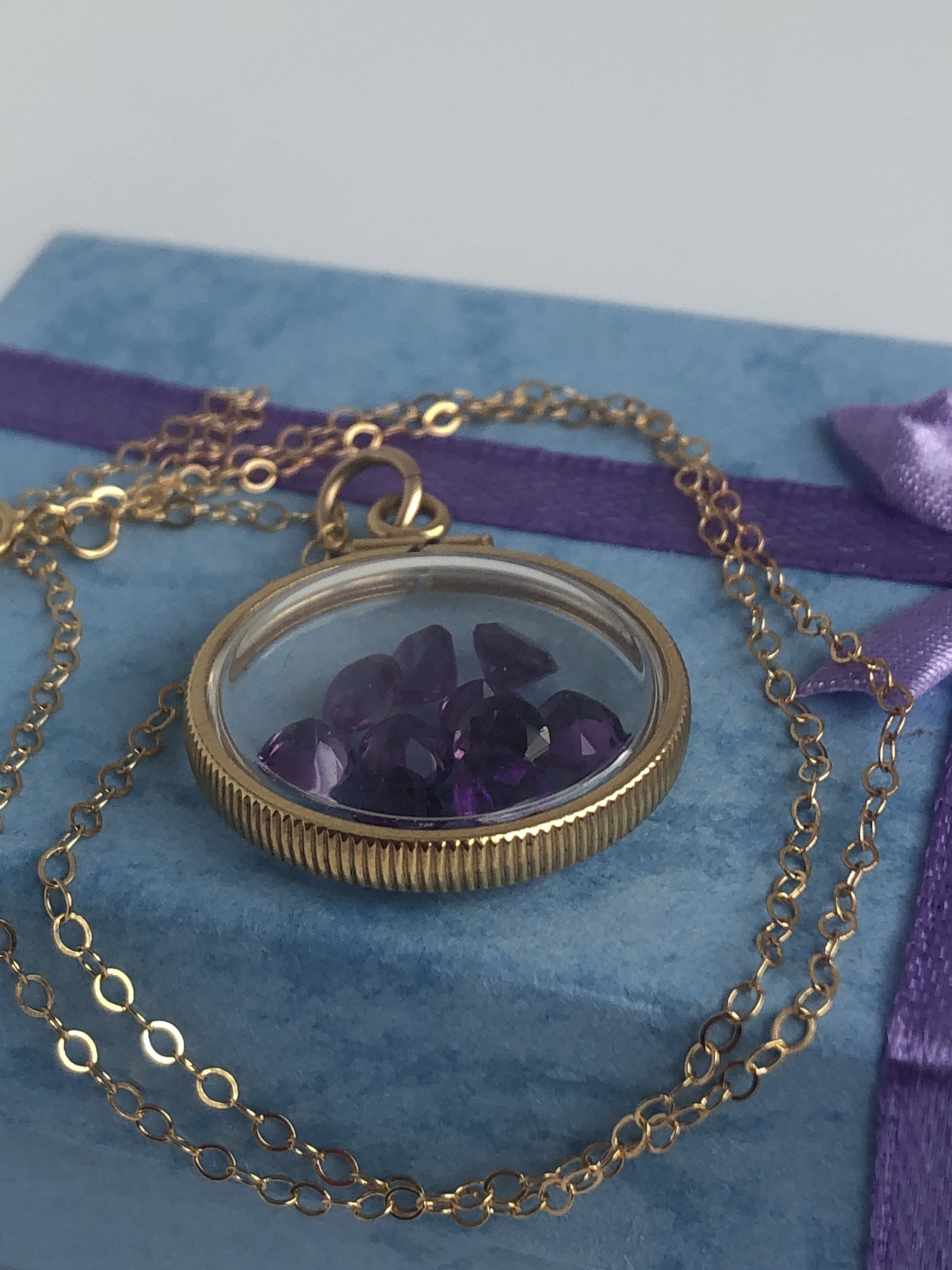 Handmade Amethyst Shaker Locket 20mm Gold Filled Locket 2.9 | Etsy