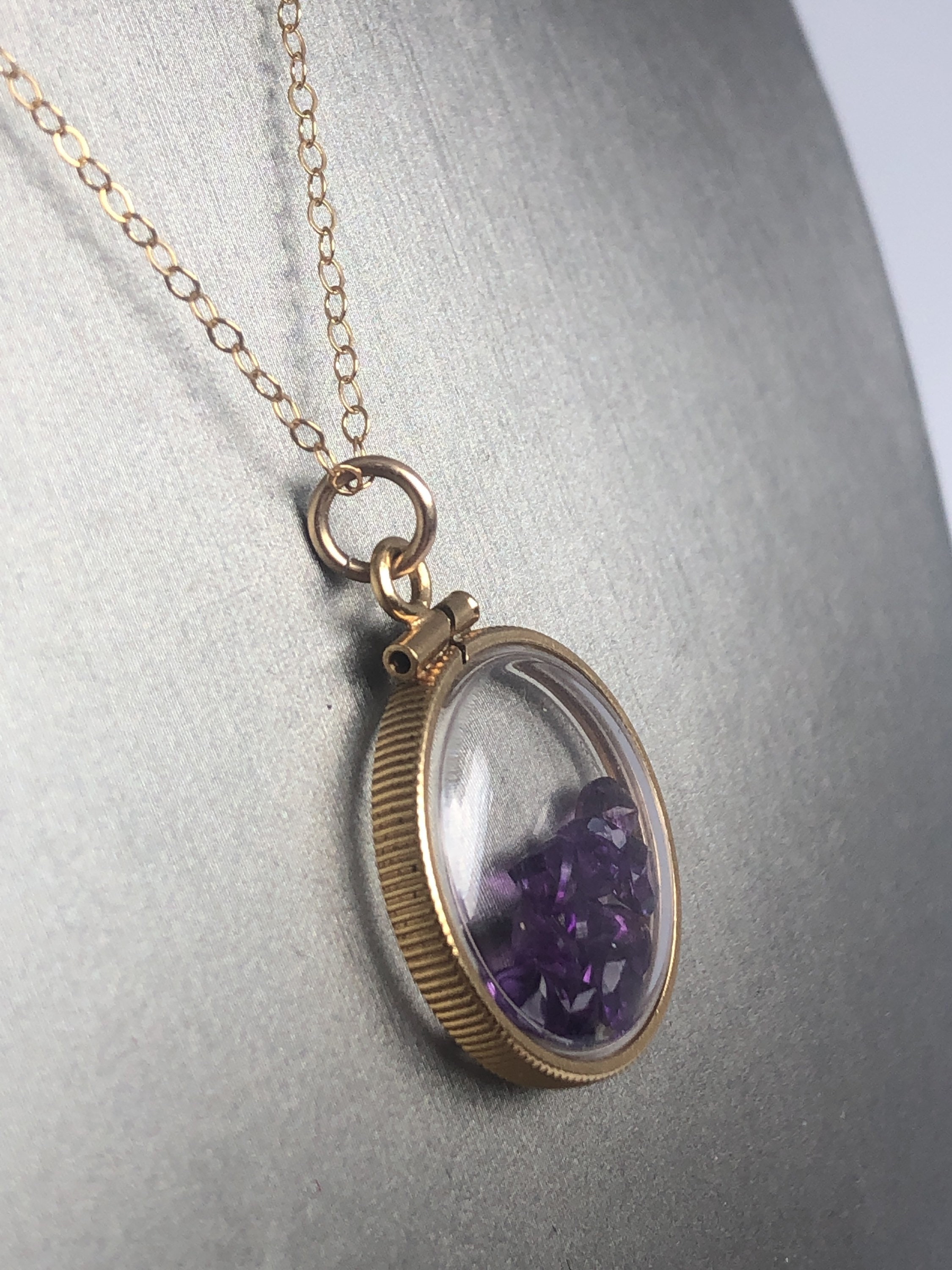 Handmade Amethyst Shaker Locket 20mm Gold Filled Locket 2.9 | Etsy