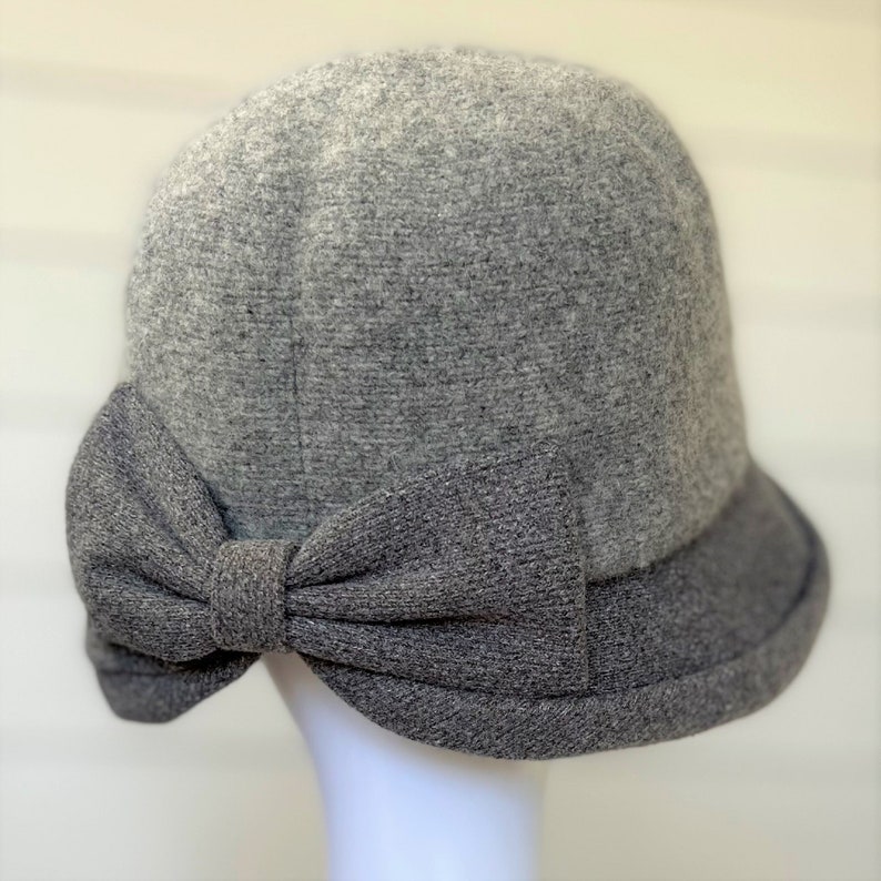 Women Cloche Hat With Cute Bow Wool Winter Cloche Black Hat - Etsy