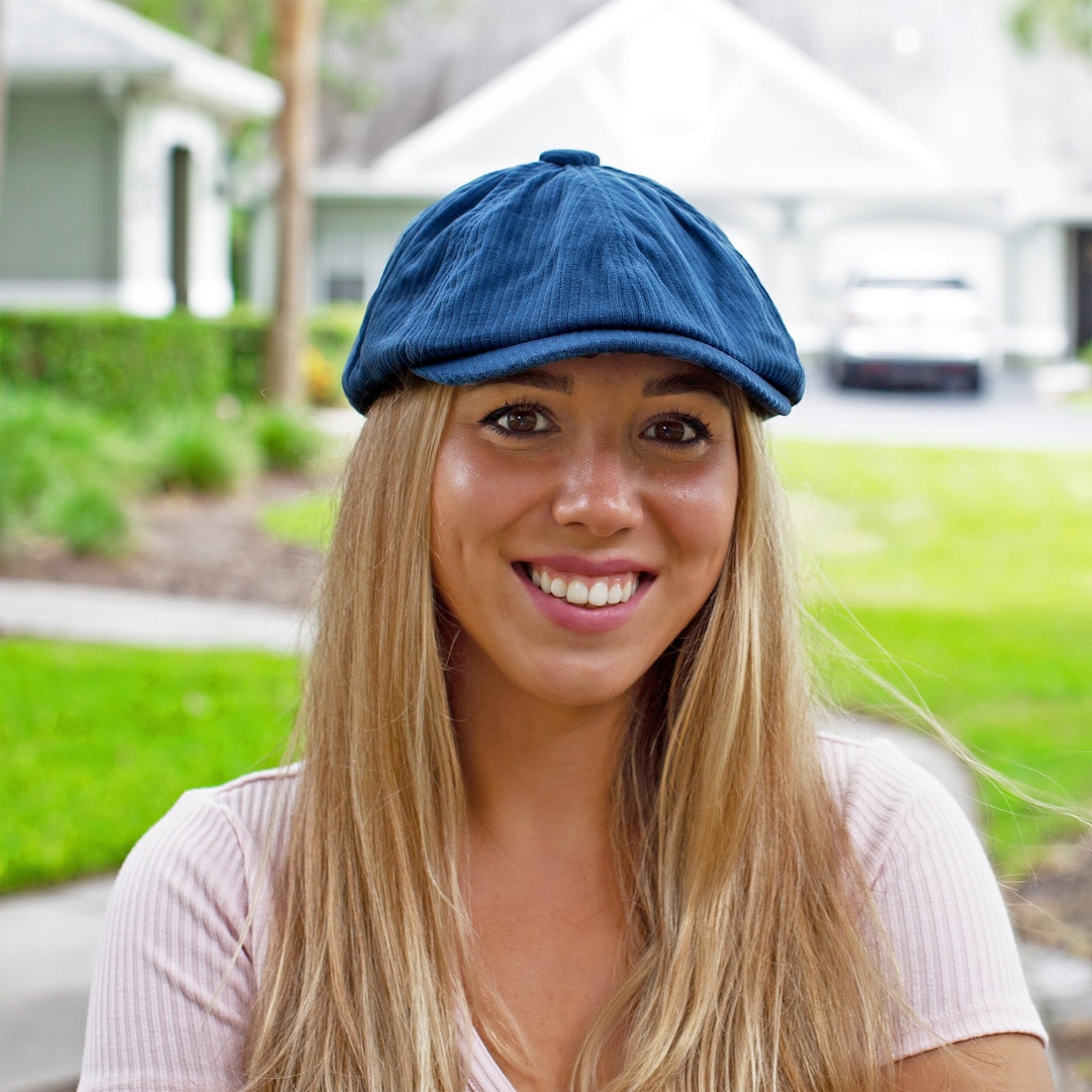 Corduroy Hat Newsboy Cap Women Flat Cap Cabbie Hat 8 Panel Cap Newsy ...