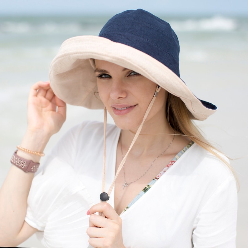 Wide Brim 5 Sun Hat Women Bucket Floppy 100 Cotton Etsy