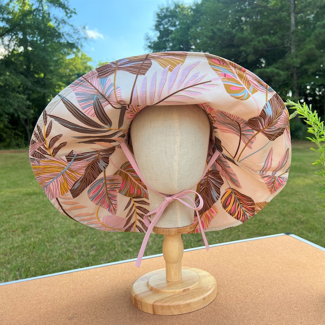 Wide Brim Sun Hat for Ponytail, Cotton Summer Bonnet Bucket Hat, 3 Ways ...