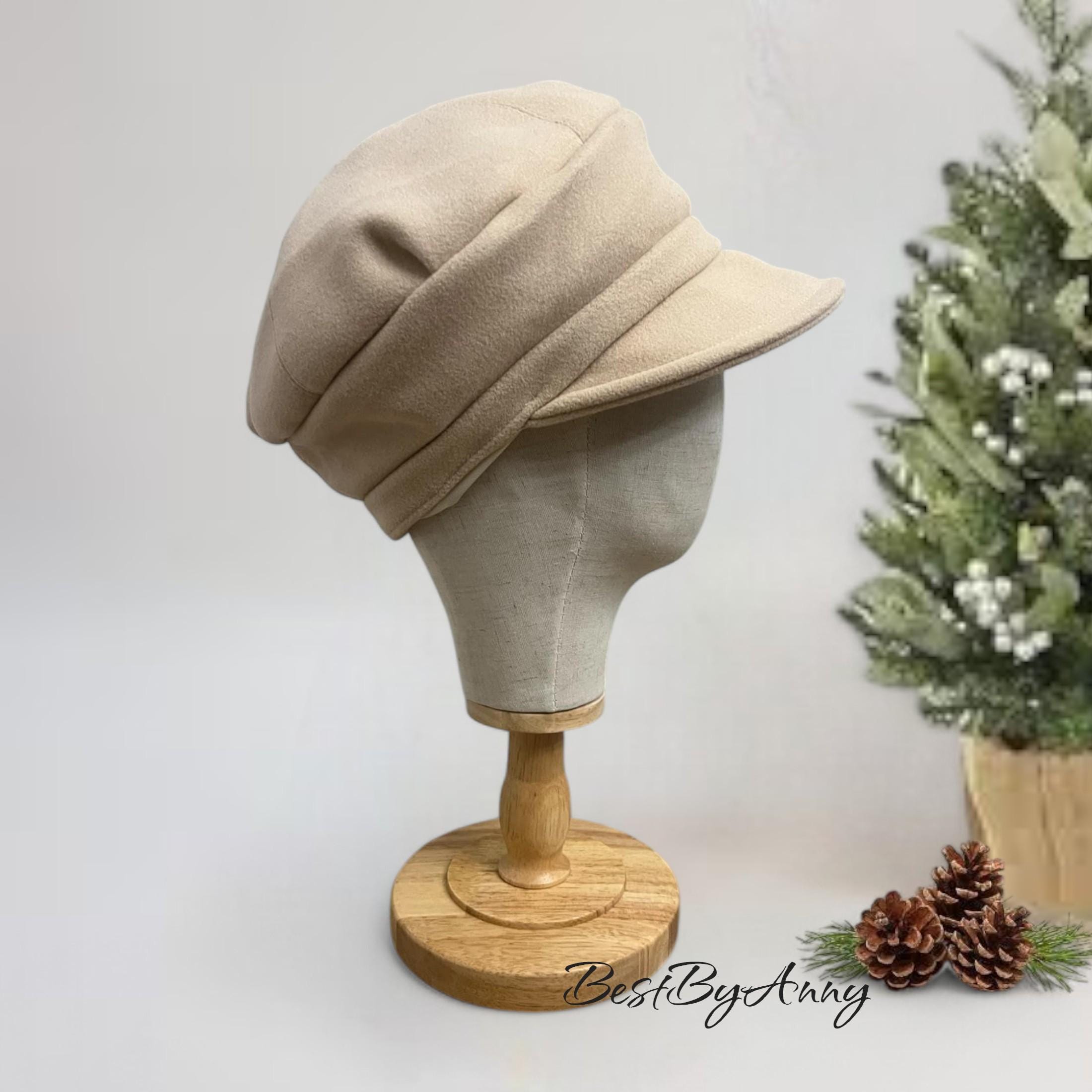 Womens Black Baker Boy Cap Newsboy Hat, Fall Winter Hat for Women, 100% ...