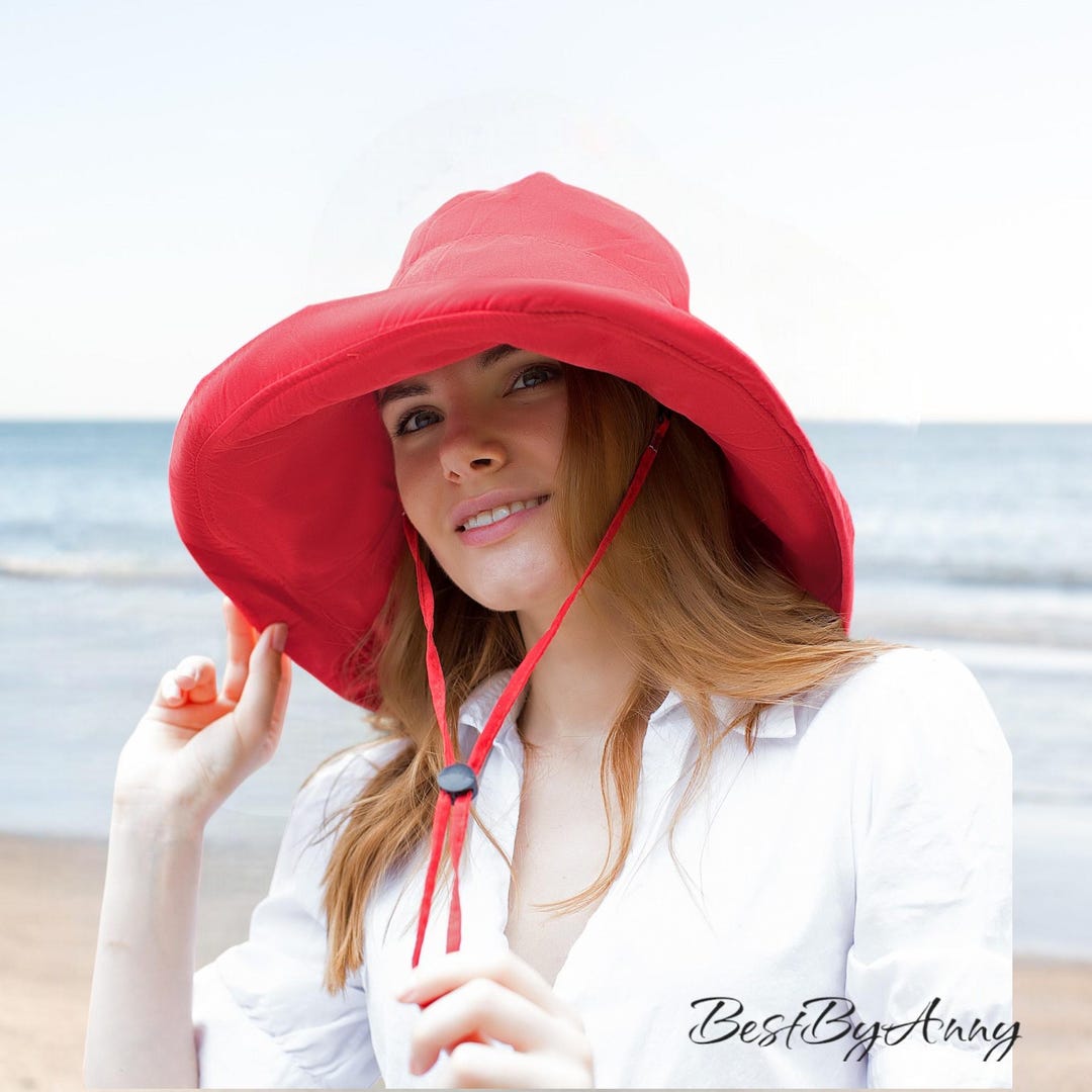 Extra Wide Brimmed Bucket Hat for Women, Adjustable Size Womens to Fit ...