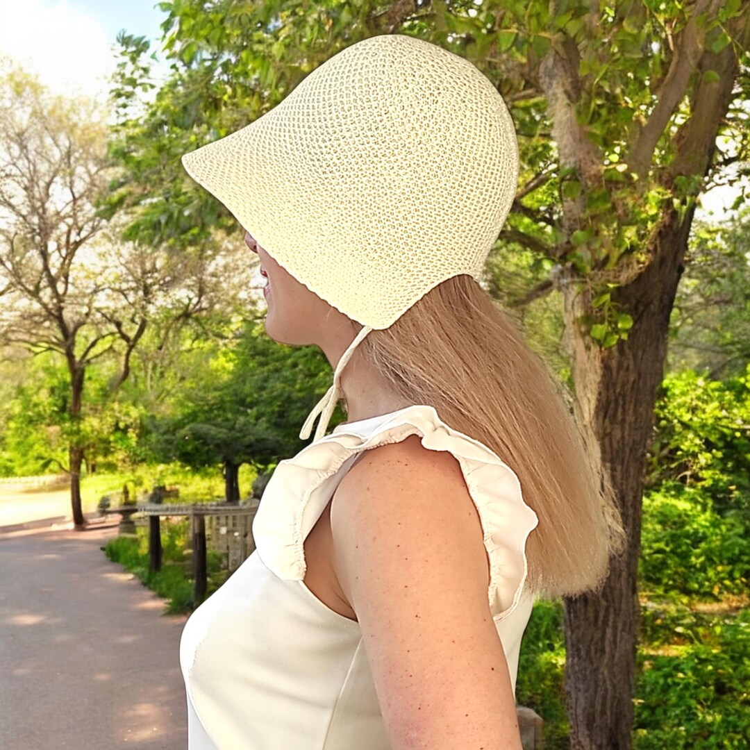 Wide Brim Spring Summer Breathable Cotton Straw Bonnet With UV ...