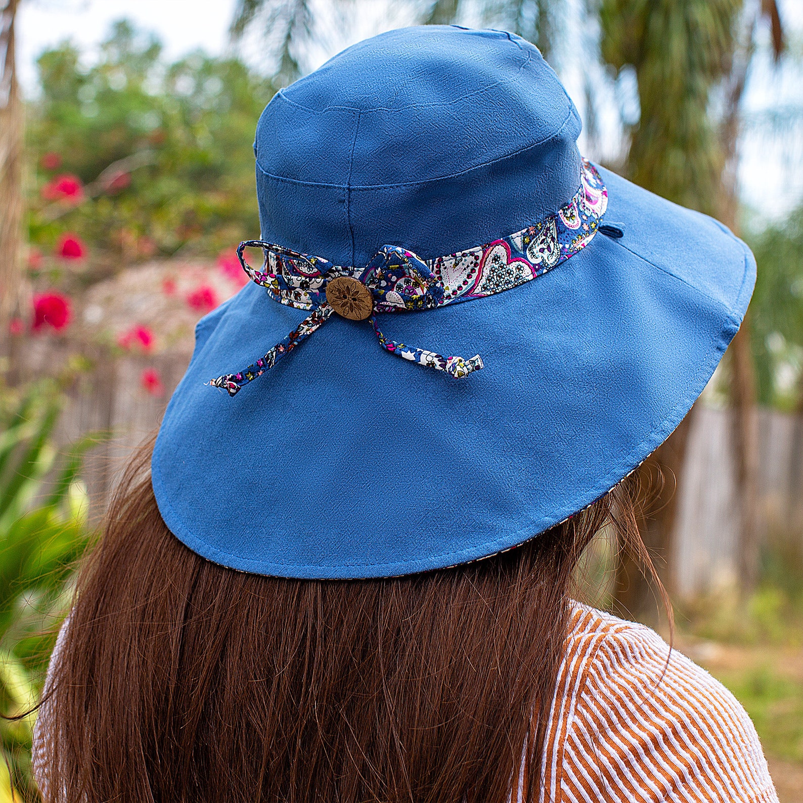 Wide Brim Gardening Hat for Women With Chin Strap and Bowknot ...