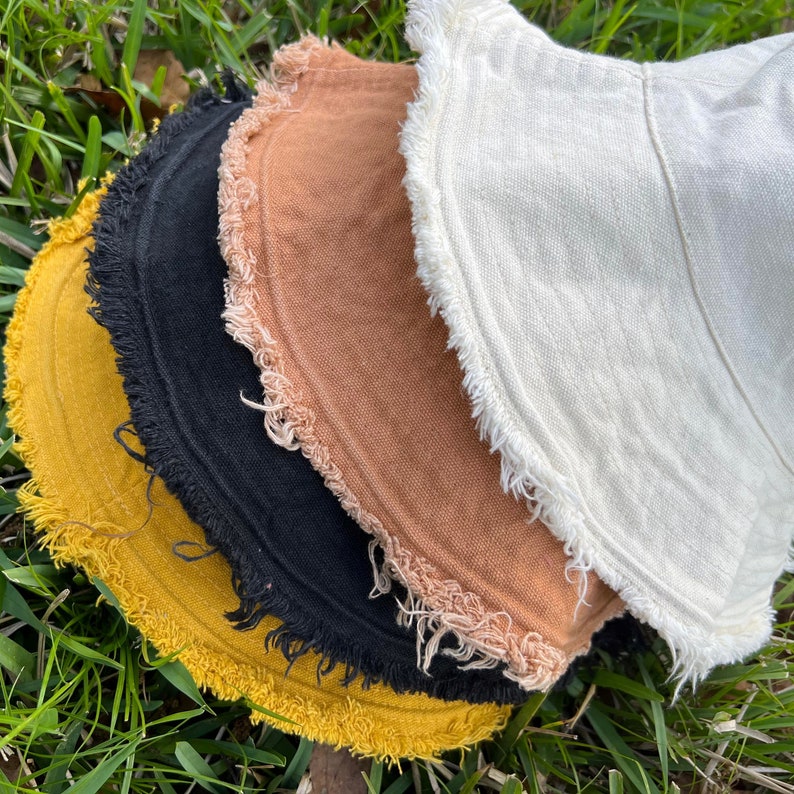 Sun Protection Distressed Bucket Hat, Canvas Hat Women, Frayed 100% ...