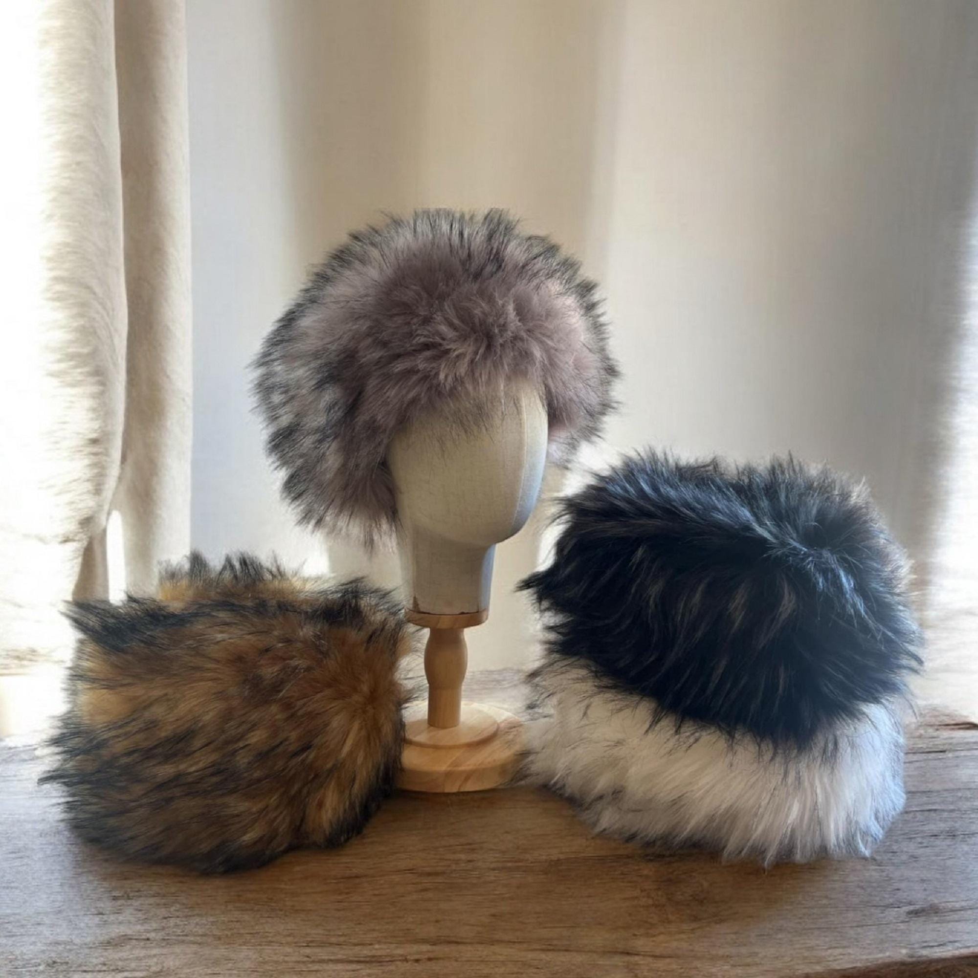 Extra Fluffy Faux Fur Bucket Hat for Women, Warm Cozy Winter Hat ...