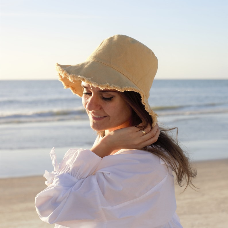 Sun Protection Distressed Bucket Hat Canvas Hat Women Frayed - Etsy