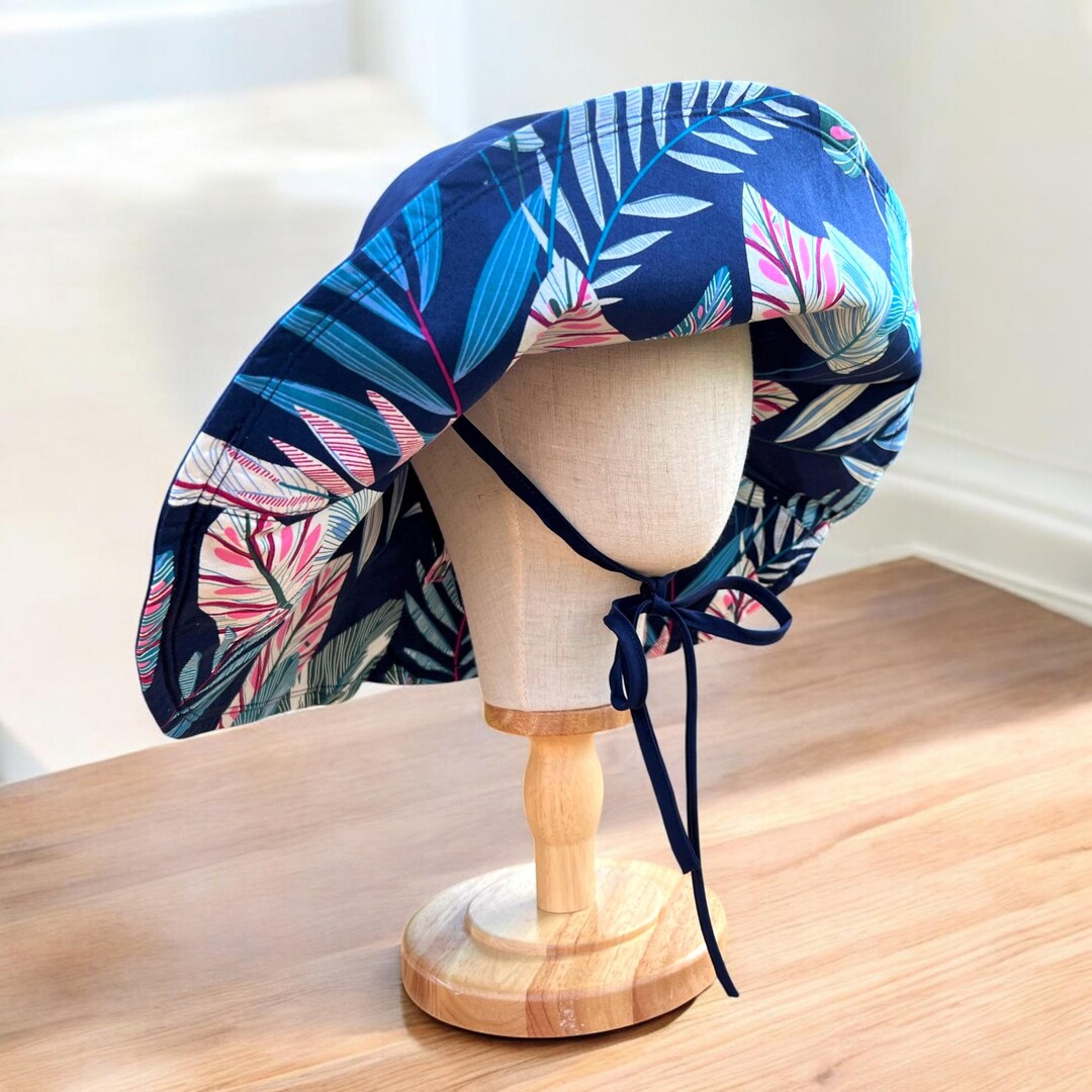 Reversible Sun Hat With Flower Print, Pony Tail Hat, Bucket Hat for ...