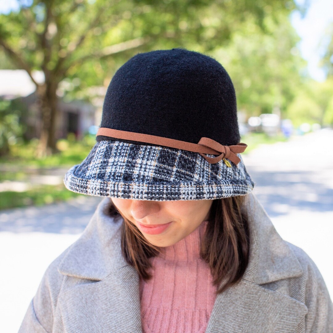 1920s Hats Winter Cloche Hat Wool Cap, Bucket Hat Women Beanie Hat With ...