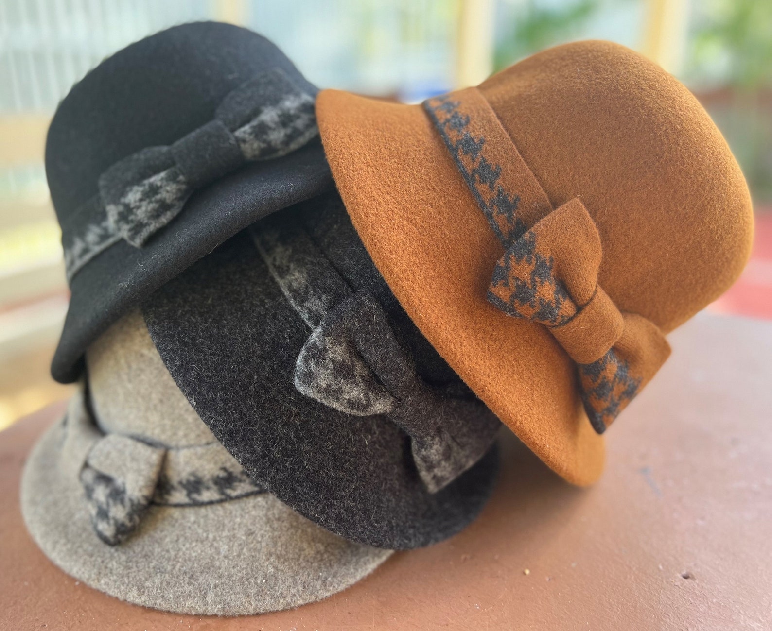 Winter Fall Cloche Hat for Women Cute Bow Hat Wool Felt Gray - Etsy