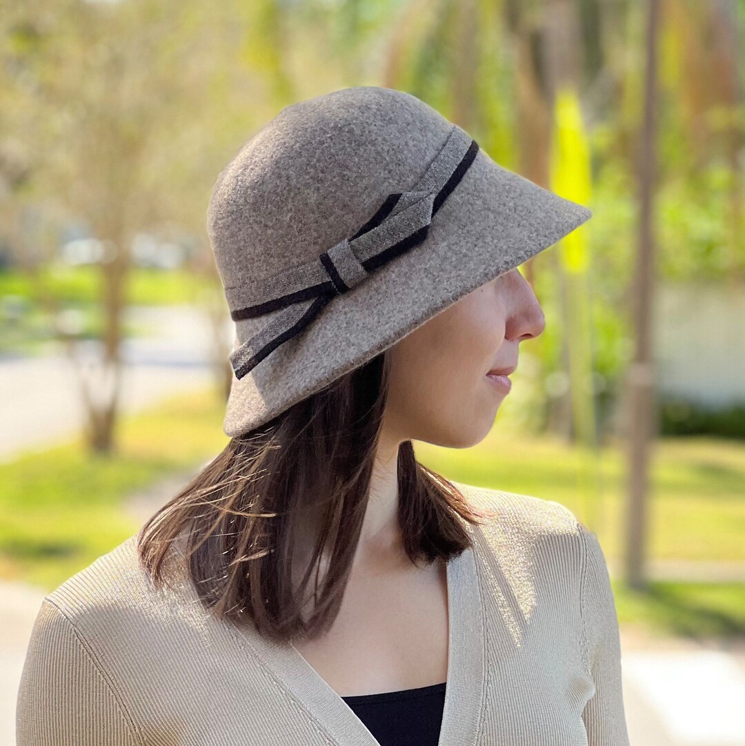 Foldable Adjustable Wool Bucket Hat for Women, Soft Cloche Hat, Felt ...