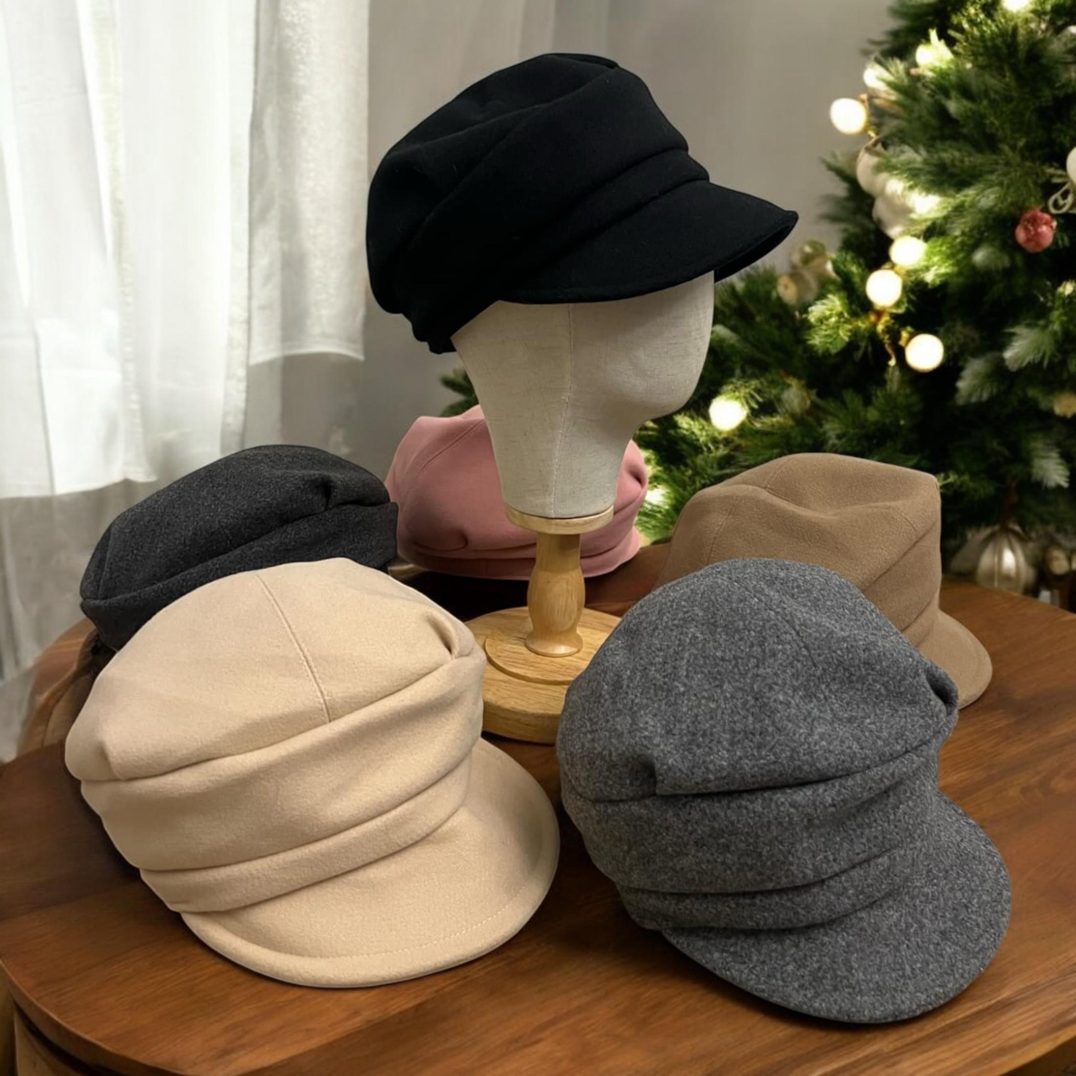 Womens Black Baker Boy Cap Newsboy Hat, Fall Winter Hat for Women, 100% ...