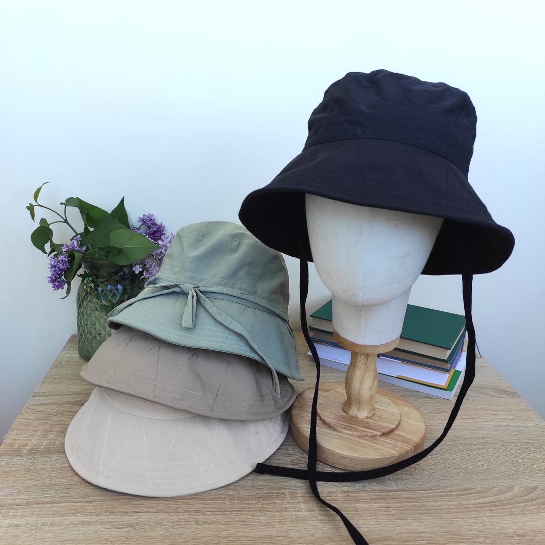 Wide Brim Bucket Hat Water Resistant Cotton Hat, Unisex Sun Hat, UV ...