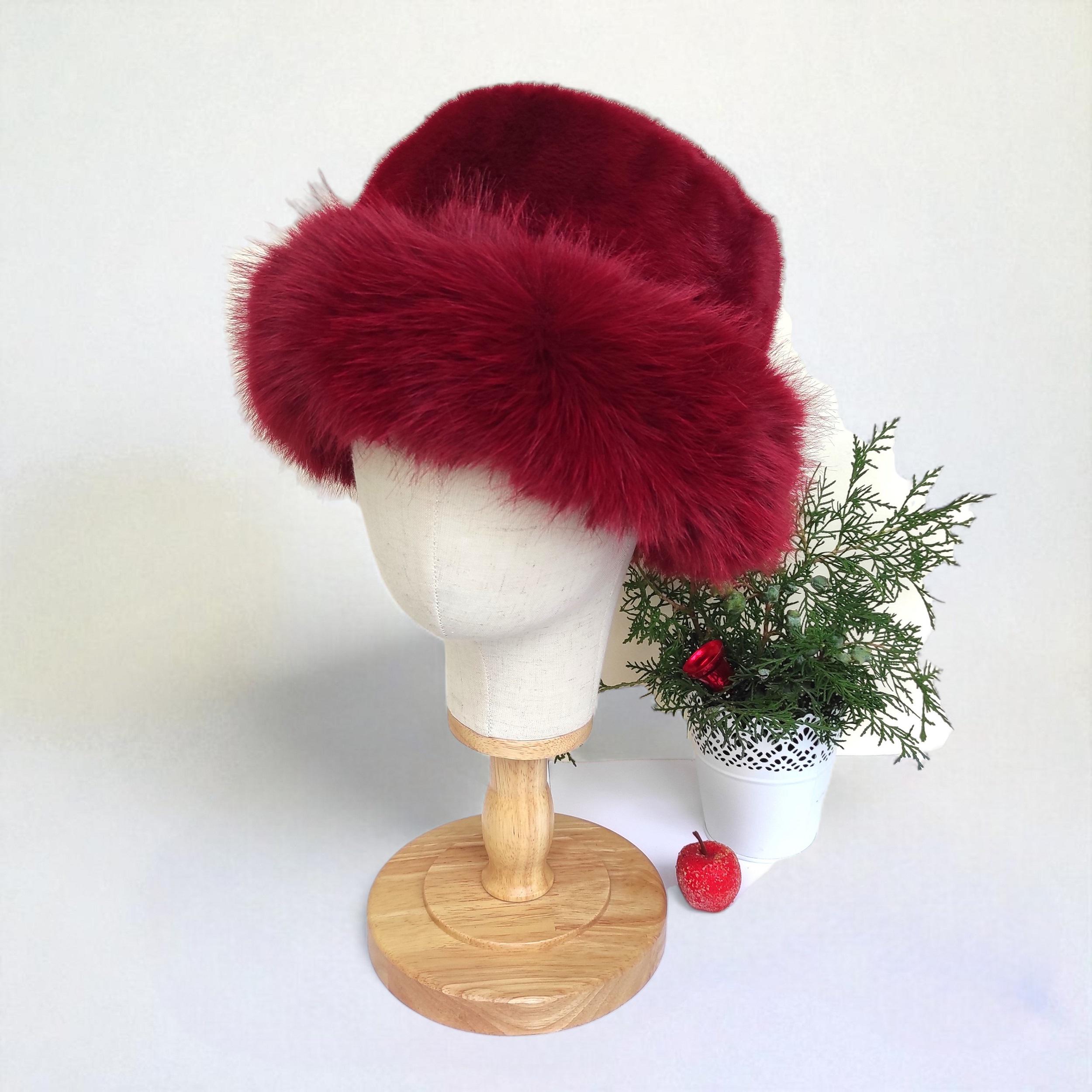 Black Faux Fur Bucket Hat: Plush Fluffy Wide Brim Winter Hat - Etsy