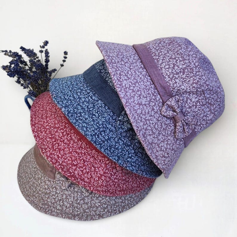 100% Cotton Cute Summer Bucket Hat With Bow - Colorful Foldable Women's ...