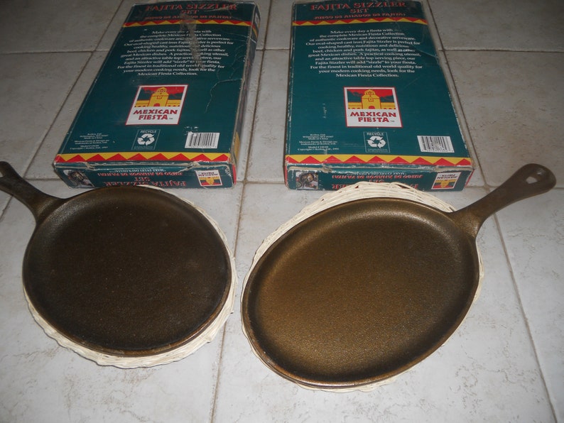Mexican Fiesta Fajita Sizzler Sets, #110-04, 2 Wicker Trivet Basket ...
