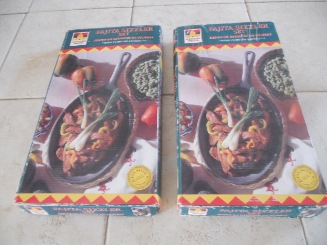 Mexican Fiesta Fajita Sizzler Sets, #110-04, 2 Wicker Trivet Basket ...