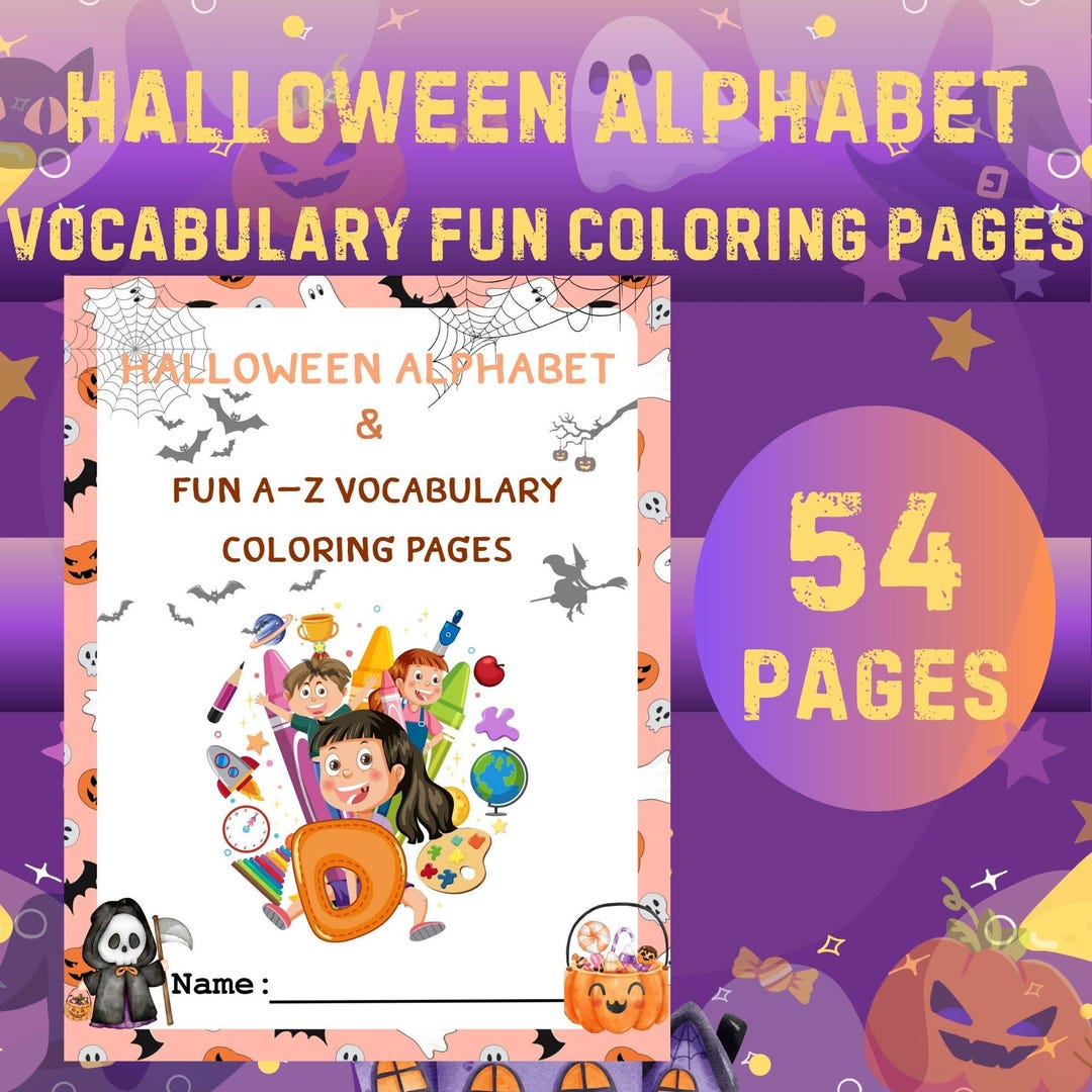 Halloween Abcs: 54 Fun & Educational Vocabulary Coloring Pages for Kids ...