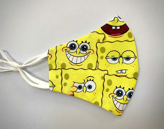 SPONGEBOB Squarepants Face Mask Washable 100% Cotton With | Etsy