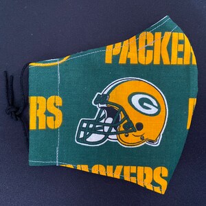 Green Bay PACKERS NFL Fabric Face Mask, PM2.5 Filter and Nose Wire ...
