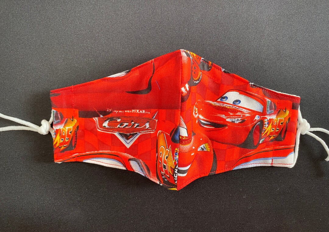Lightening Mcqueen CARS Disney Fabric Face Mask, Washable, 100% Cotton ...
