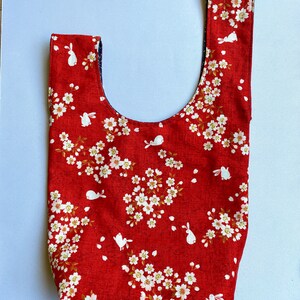 Japanese Knot Bag Reversible Sakura and Bunny Pattern and - Etsy