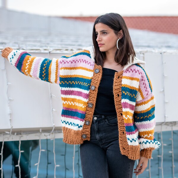 Colorful Cardigan - Etsy