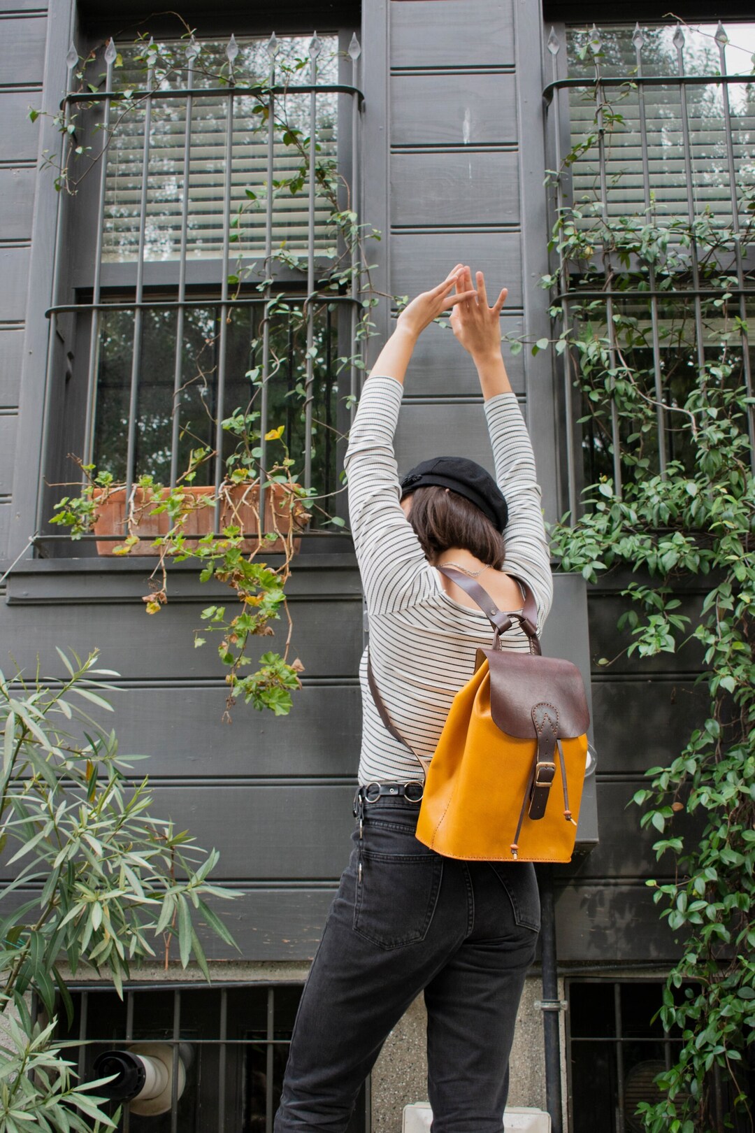 Leather Backpack Genuine Leather Backpack Womens Mustard Backpack ...