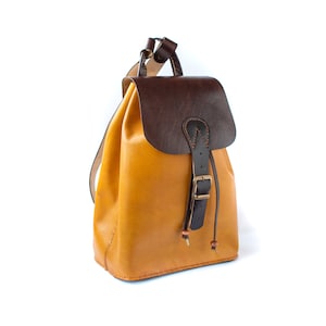 Leather Backpack Genuine Leather Backpack Womens Mustard Backpack ...