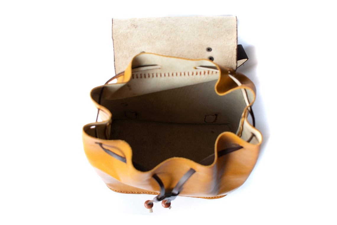 Leather Backpack genuine leather backpack womens mustard | Etsy