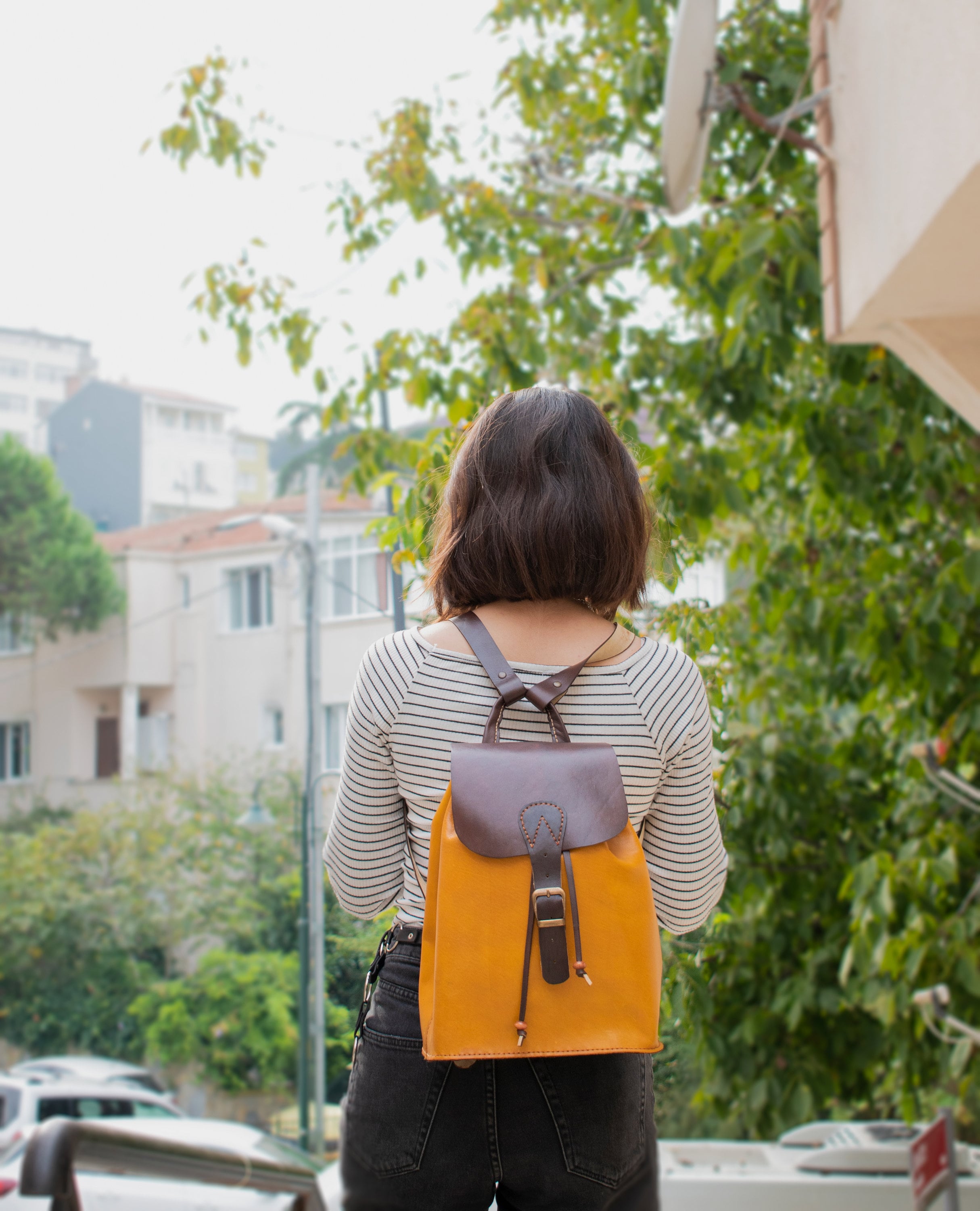 Leather Backpack genuine leather backpack womens mustard | Etsy
